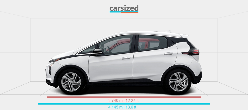 Dimensions: Chevrolet Bolt EV 2022-present vs. Toyota Starlet 1996-1999
