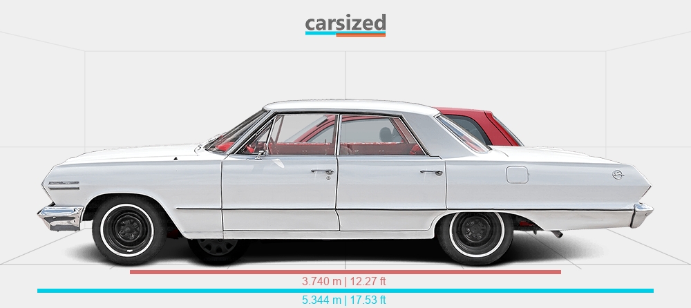 Dimensions: Chevrolet Impala 1960-1964 vs. Toyota Starlet 1996-1999