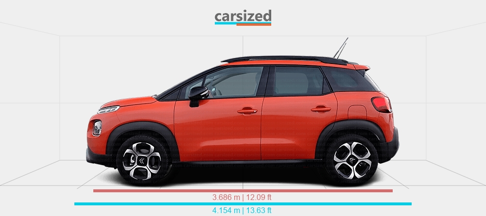 Dimensions: Citroën C3 Aircross 2017-2021 vs. Fiat Panda 2011-2020