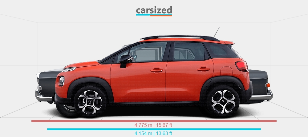 Dimensions: Citroën C3 Aircross 2017-2021 vs. Vanden Plas Princess R ...