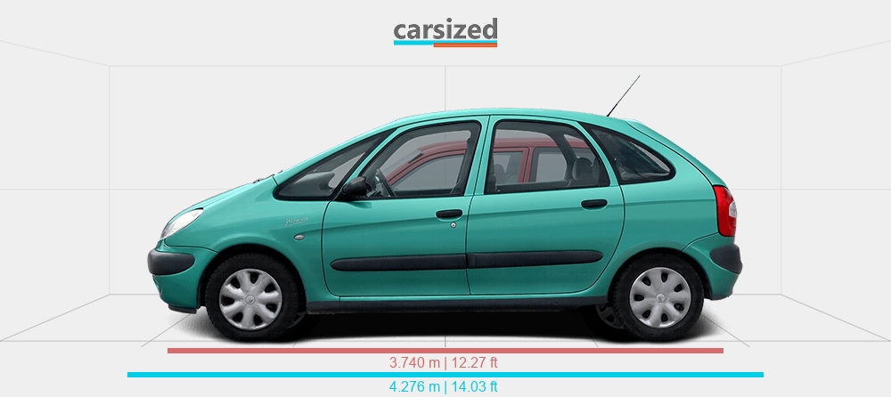 Dimensions: Citroën Xsara Picasso 1999-2004 vs. Toyota Starlet 1996-1999