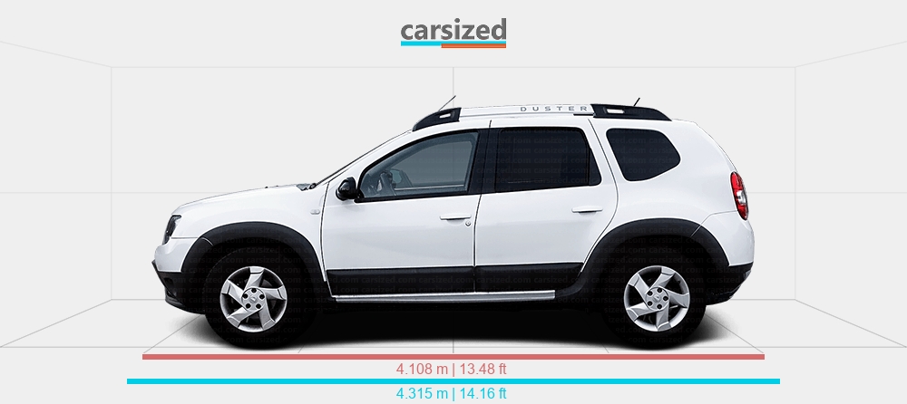 Dimensions: Dacia Duster 2013-2017 vs. Volkswagen T-Cross 2019-2023
