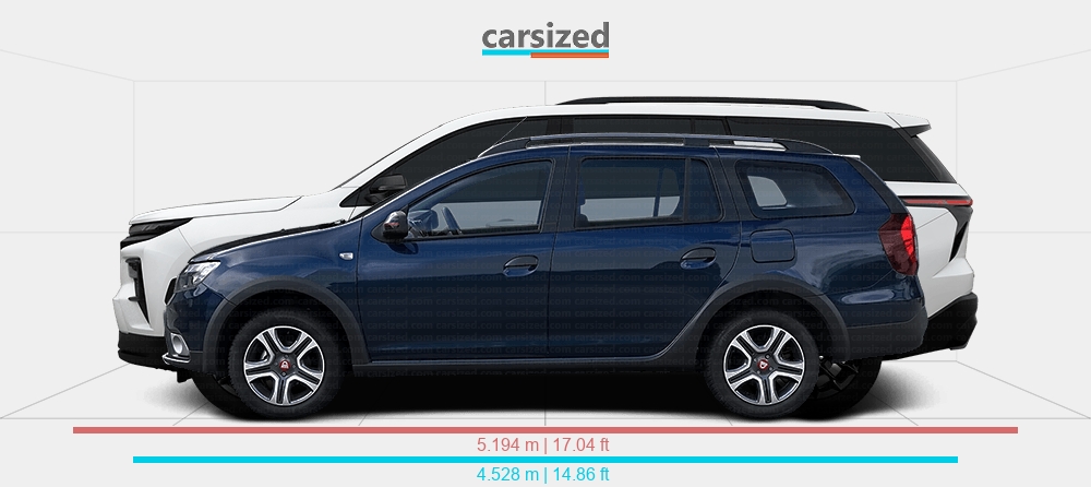 Dimensions: Dacia Logan 2012-2020 vs. Chevrolet Traverse 2024-present