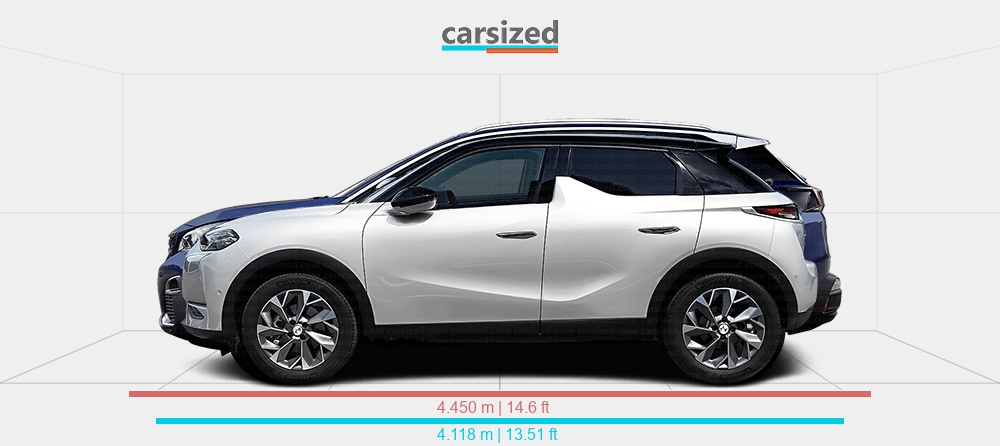 Dimensions: DS 3 Crossback 2018-2022 vs. Peugeot 3008 2016-2020