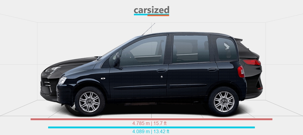 Dimensions: FIAT Multipla 2004-2008 vs. BYD Seal U 2023-present