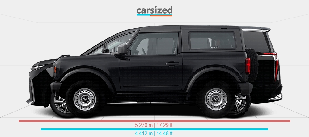 Dimensions: Ford Bronco 2021-present vs. Maxus Mifa 9 2021-present