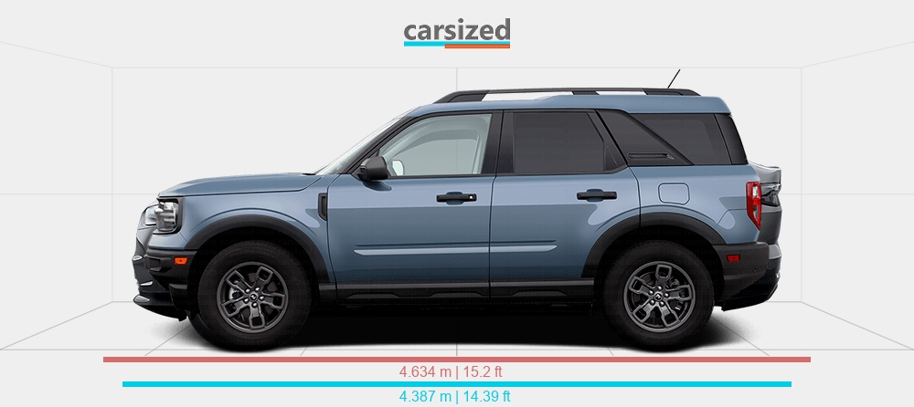 Dimensions: Ford Bronco Sport 2021-present vs. Ford Capri 2024-present