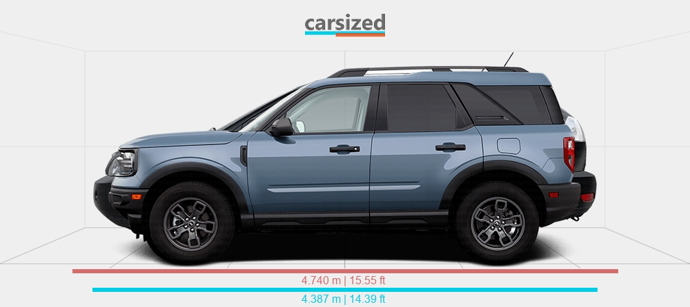 Dimensions: Ford Bronco Sport 2021-present vs. Lexus RX 2003-2009