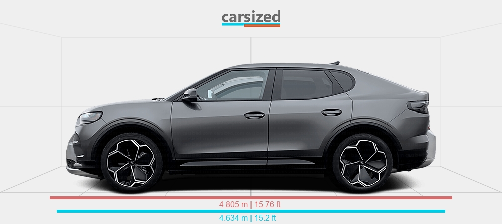 Dimensions: Ford Capri 2024-present vs. Chevrolet Epica 2006-2010