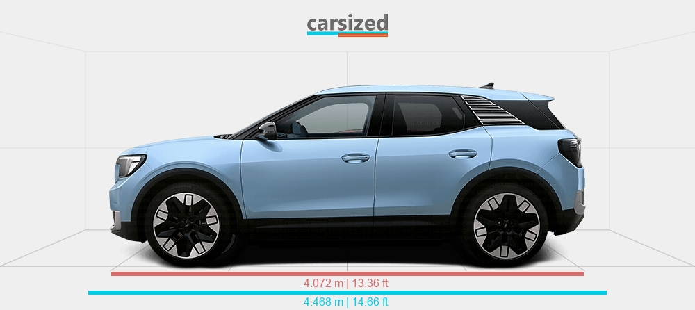 Dimensions: Ford Explorer EV 2024-present vs. Pontiac Fiero 1983-1988