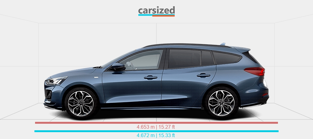 Dimensions: Ford Focus 2022-present vs. Toyota Corolla 2018-present