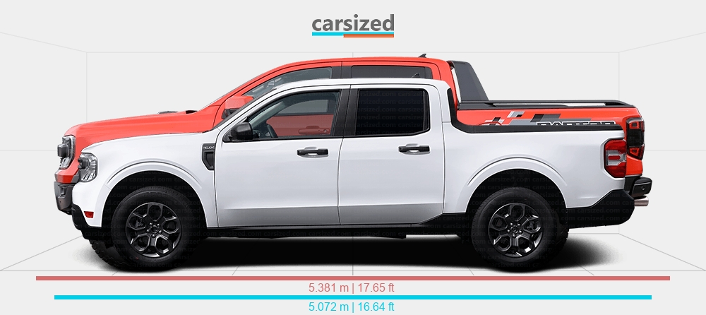 Dimensions: Ford Maverick 2021-present vs. Ford Ranger 2022-present