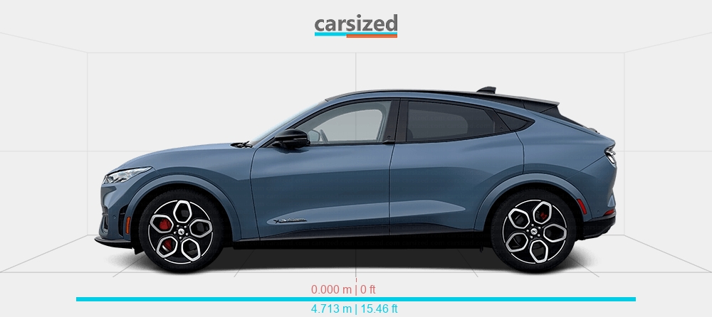 Dimensions: Ford Mustang Mach-E 2021-present vs. Toyota Hilux 2016-2020