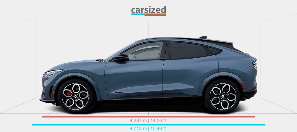 Dimensions: Ford Mustang Mach-E 2021-present vs. Volkswagen Golf 2019-2024