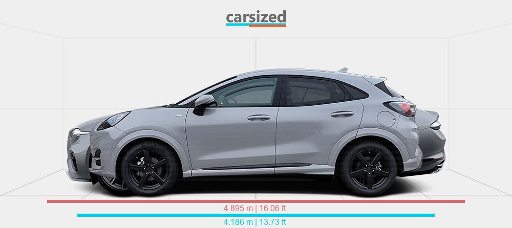 Dimensions: Ford Puma 2019-present vs. Bentley Continental GT 2024-present
