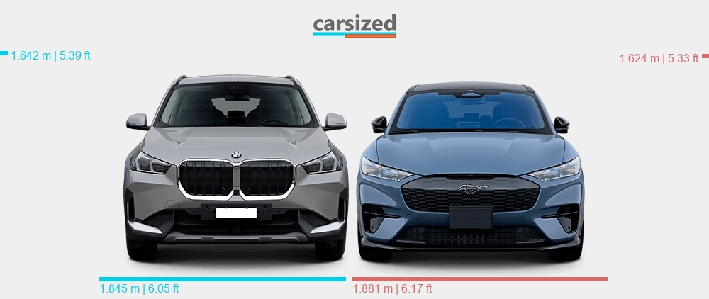 Dimensions: BMW X1 2022-present vs. Ford Mustang Mach-E 2021-present
