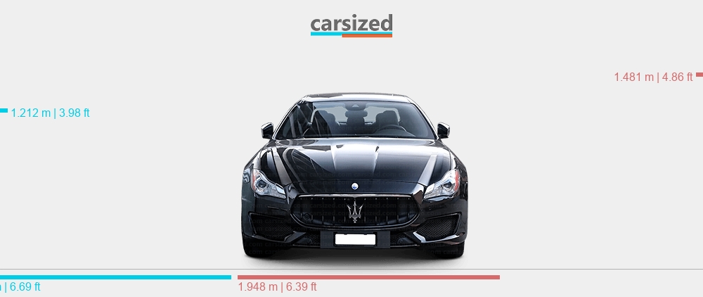 Dimensions: Bugatti Chiron 2016-2022 vs. Maserati Quattroporte 2012-present