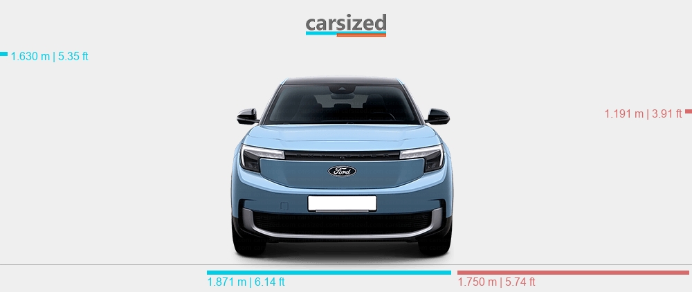 Dimensions: Ford Explorer EV 2024-present vs. Pontiac Fiero 1983-1988