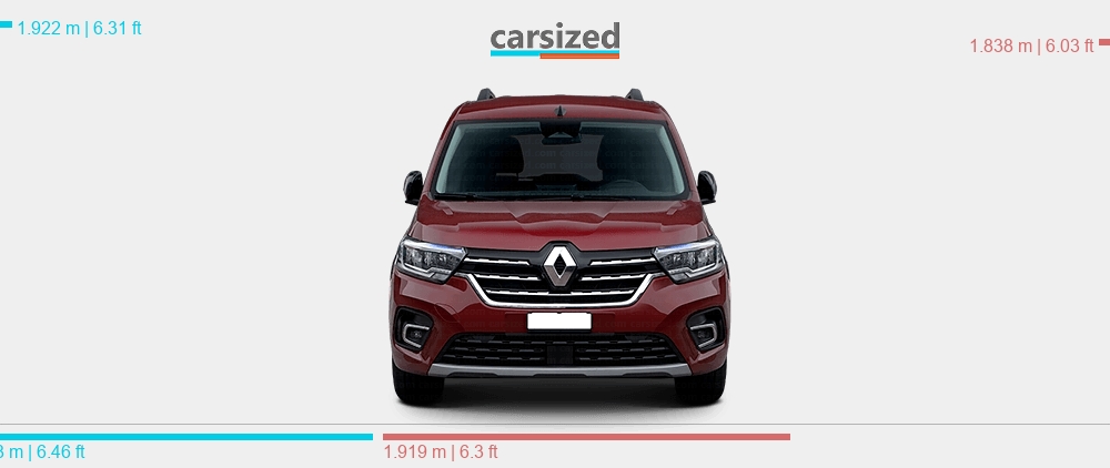Dimensions: Ford Ranger 2022-present vs. Renault Kangoo 2021-present