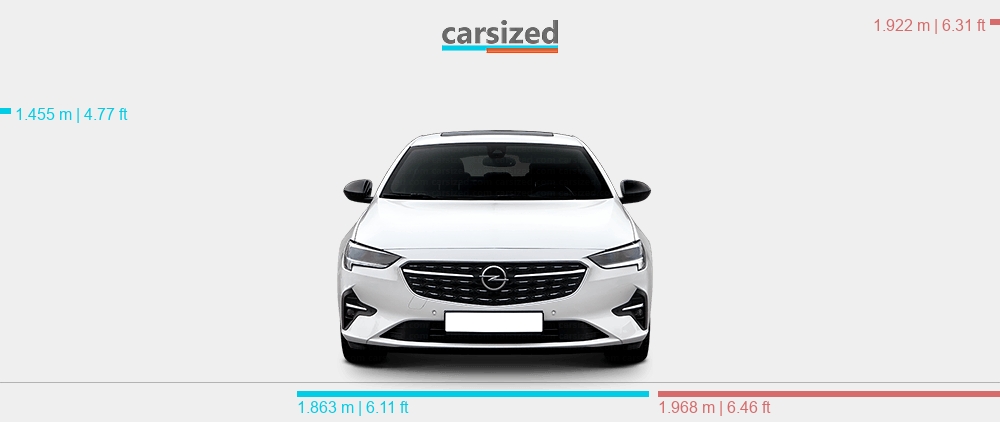Dimensions: Opel Insignia 2020-present vs. Ford Ranger 2022-present