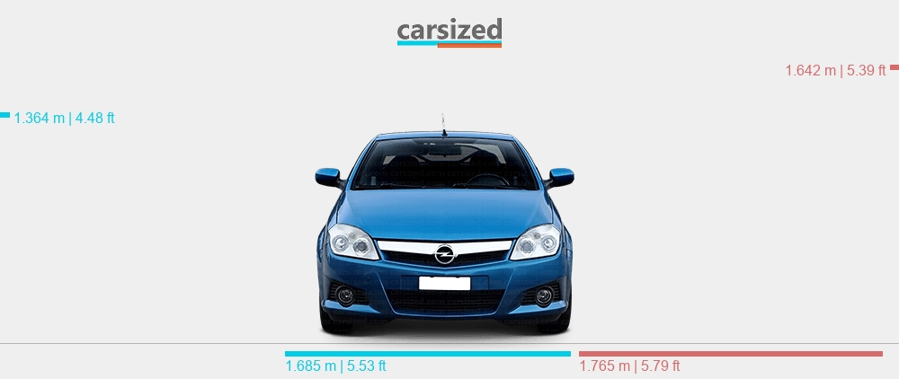 Dimensions: Opel Tigra 2004-2009 vs. Ford Model 48 1935-1936