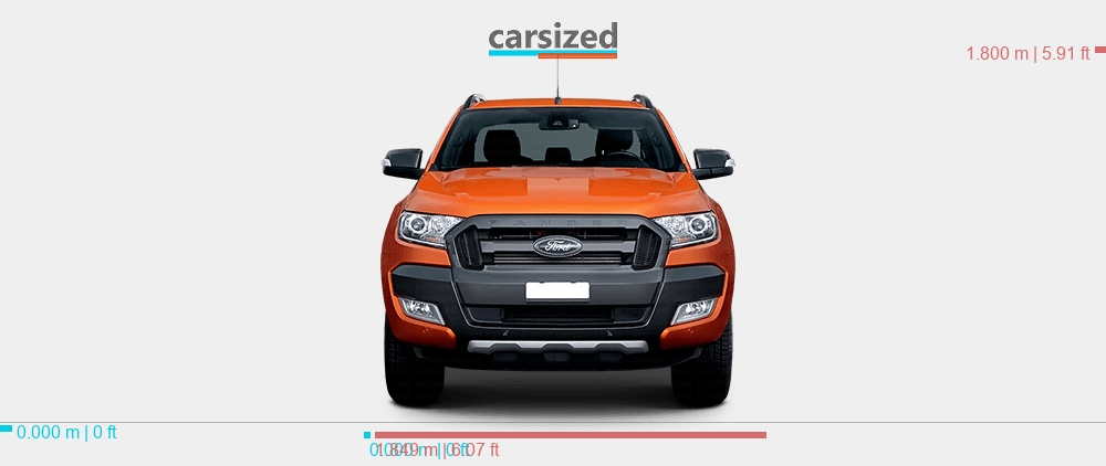 Dimensions: Toyota Hilux 2016-2020 vs. Ford Ranger 2011-2019