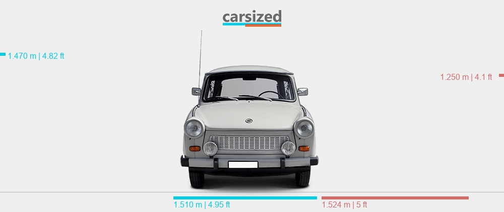 Dimensions: Trabant P 601 1969-1990 vs. Austin-Healey 3000 1959-1967