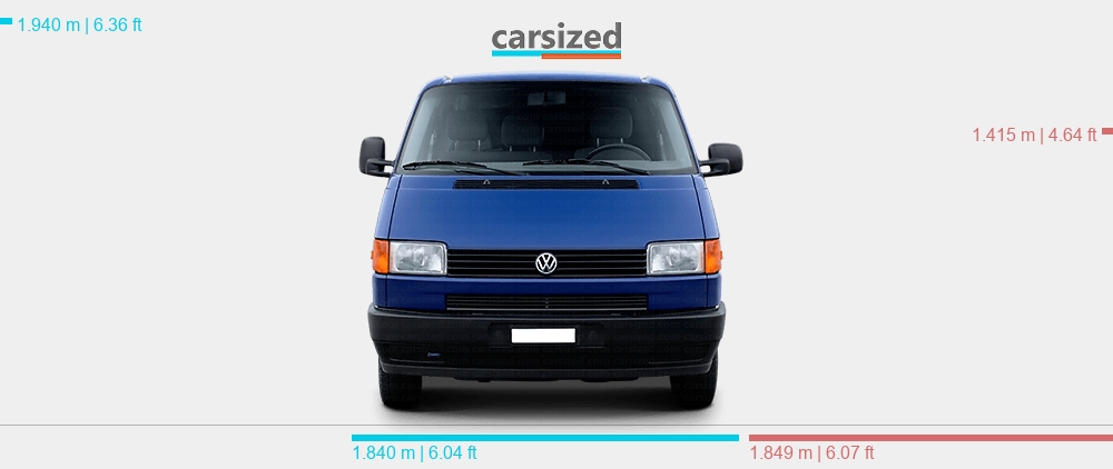 Dimensions: Volkswagen Transporter 1990-2004 vs. Plymouth Volaré 1976-1980