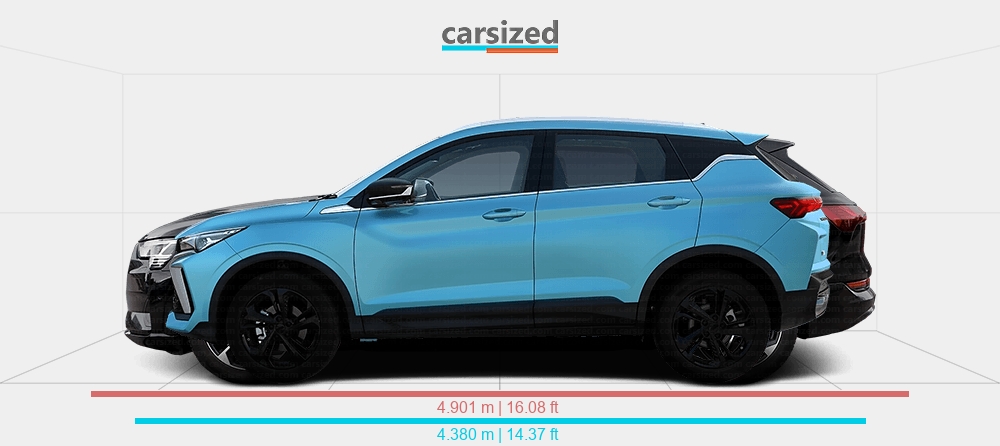 Dimensions: Geely Coolray 2022-present vs. Audi e-tron 2018-2022