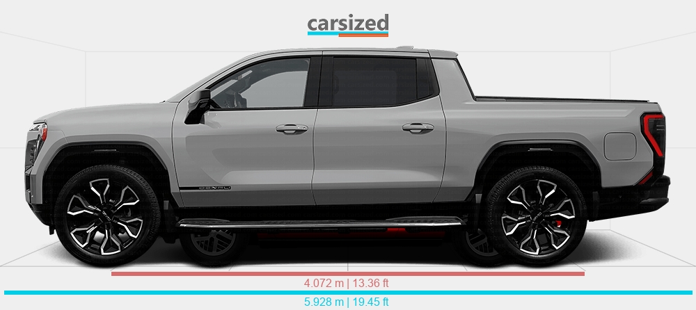 Dimensions: GMC Sierra EV 2023-present vs. Pontiac Fiero 1983-1988