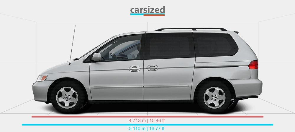 Dimensions: Honda Odyssey 1998-2004 vs. Ford Mustang Mach-E 2021-present