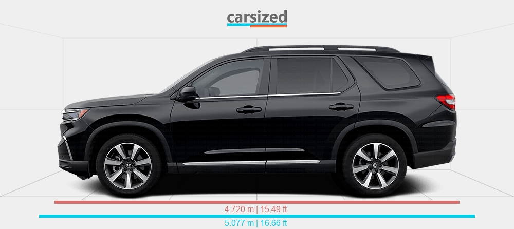 Dimensions: Honda Pilot 2022-present vs. Chery Tiggo 8 Pro Max 2020-2024