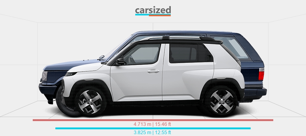 Dimensions: Hyundai Inster 2024-present vs. Land Rover Range Rover 1998 ...