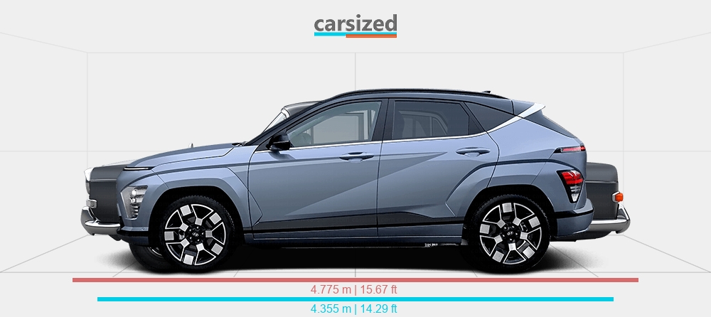 Dimensions: Hyundai Kona 2023-present vs. Vanden Plas Princess R 1964-1968