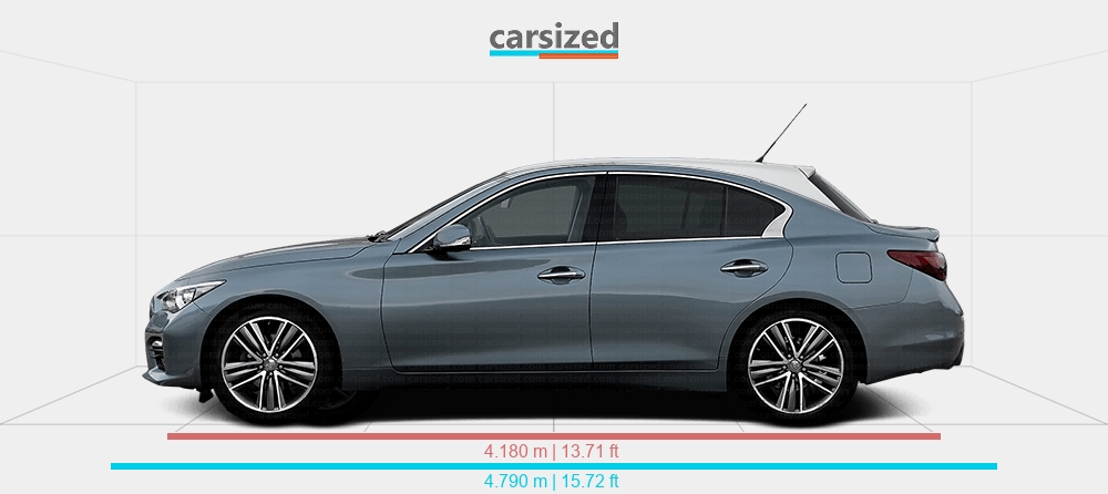 Dimensions: INFINITI Q50 2013-present vs. Toyota Corolla 2004-2007