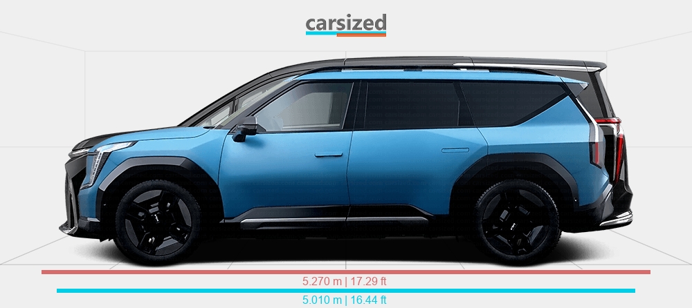 Dimensions: Kia EV9 2023-present vs. Maxus Mifa 9 2021-present