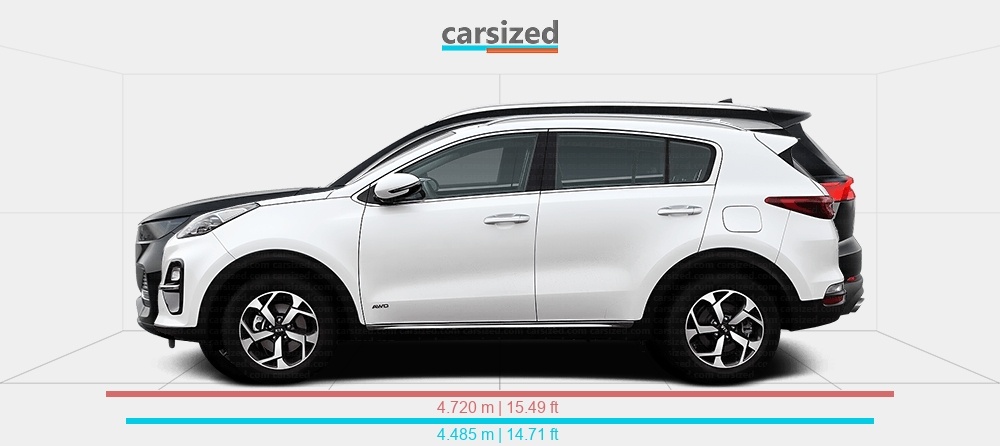 Dimensions: Kia Sportage 2018-2021 vs. Chery Tiggo 8 Pro Max 2020-2024