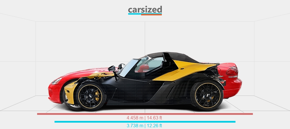 Dimensions: KTM X-Bow 2008-present vs. Dodge Viper 2003-2010