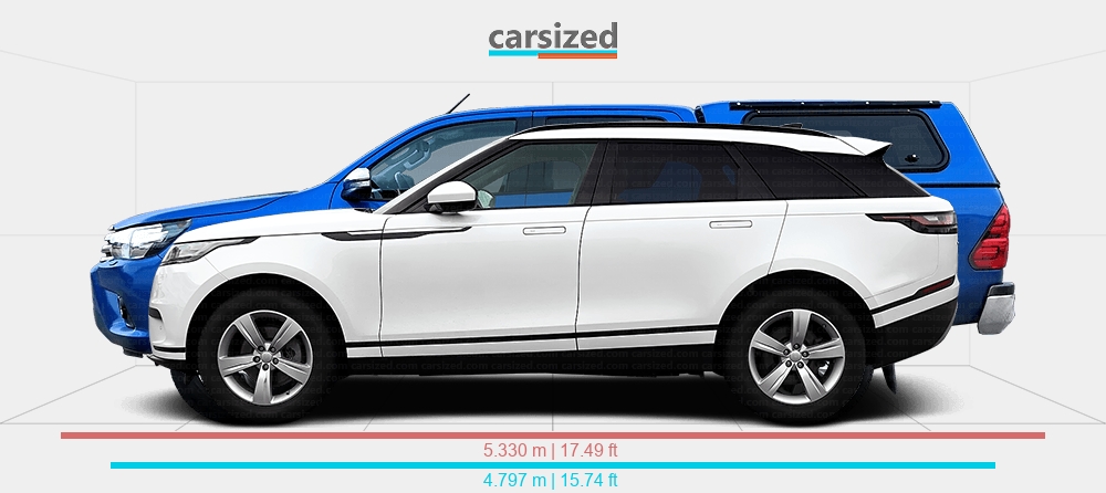 Dimensions: Land Rover Range Rover Velar 2017-2023 vs. Toyota Hilux ...