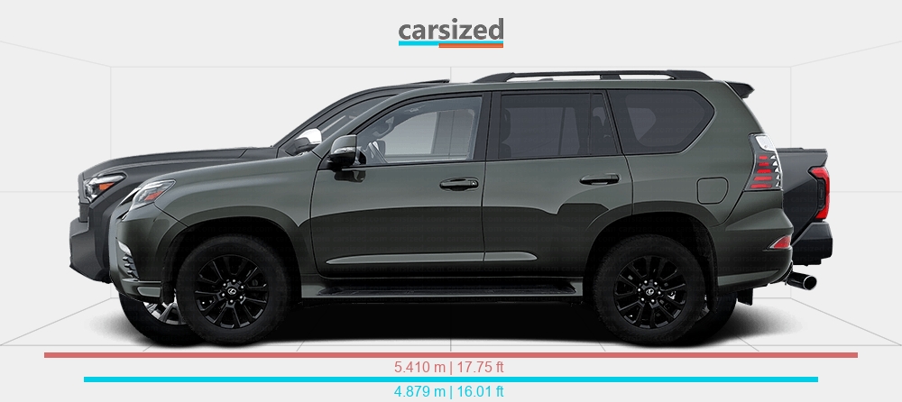 Dimensions: Lexus GX 2019-2022 vs. Toyota Tacoma 2023-present