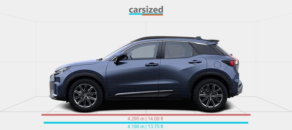 Dimensions: Lexus LBX 2023-present vs. Nissan Kicks 2020-present