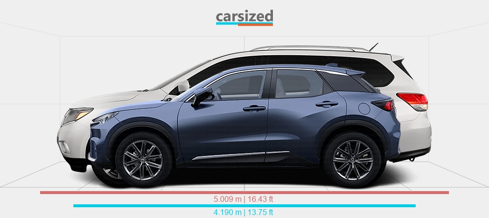 Dimensions: Lexus LBX 2023-present vs. Nissan Pathfinder 2012-2020
