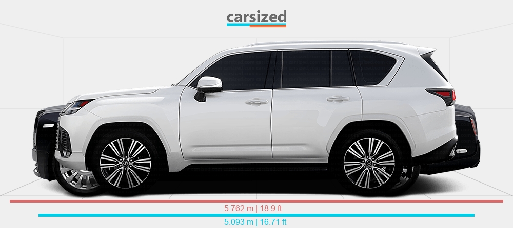 Dimensions: Lexus LX 2021-present vs. Rolls-Royce Phantom 2017-2022