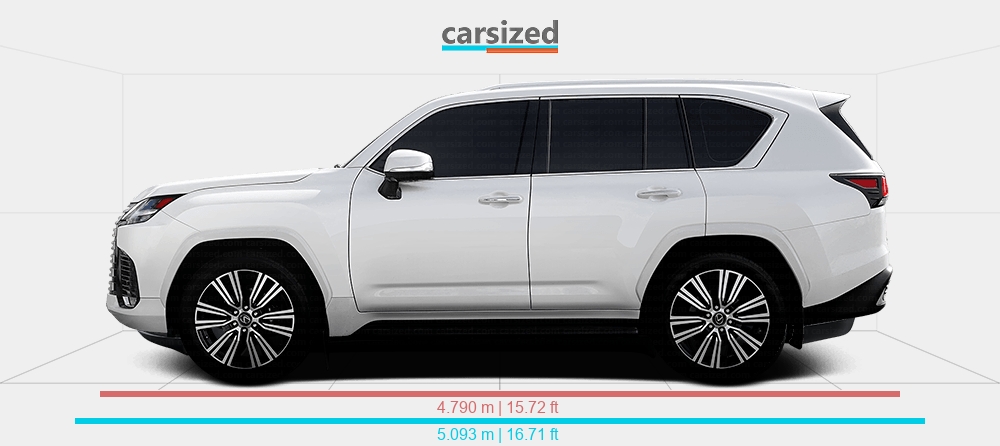 Dimensions: Lexus LX 2021-present vs. Tesla Model Y 2025-present