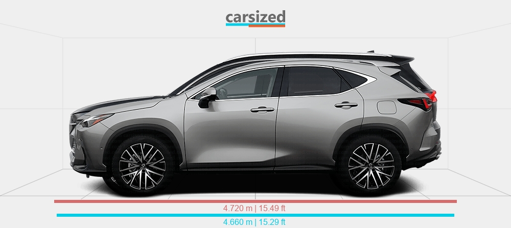 Dimensions: Lexus NX 2021-present vs. Chery Tiggo 8 Pro Max 2020-2024