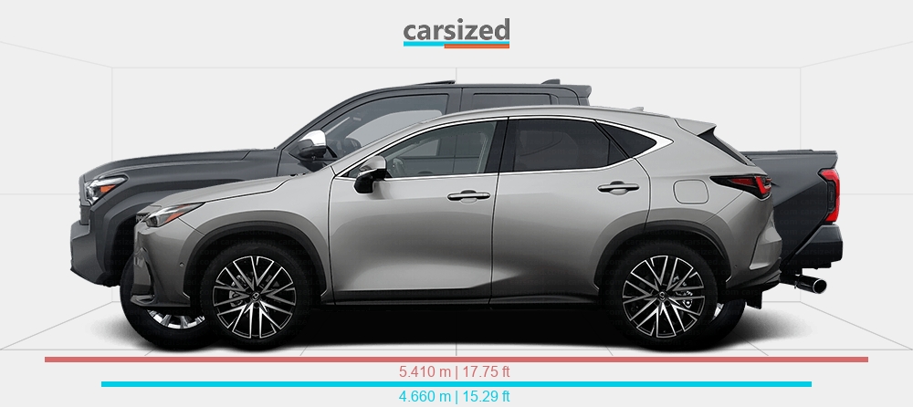 Dimensions: Lexus NX 2021-present vs. Toyota Tacoma 2023-present