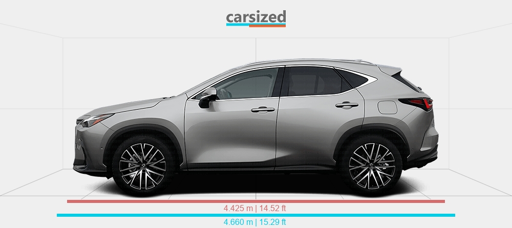Dimensions: Lexus NX 2021-present vs. Volvo XC40 2017-2022