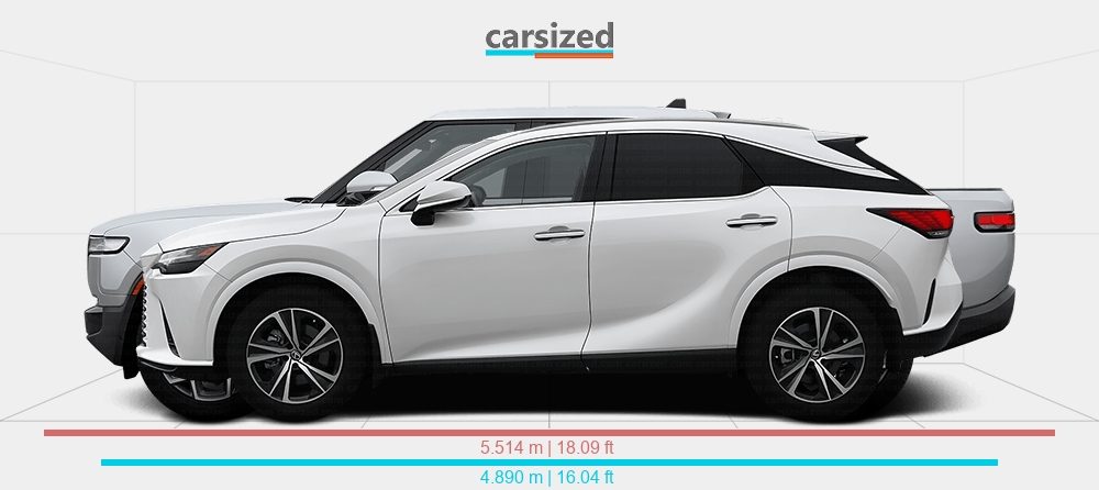 Dimensions: Lexus RX 2022-present vs. Rivian R1T 2021-present