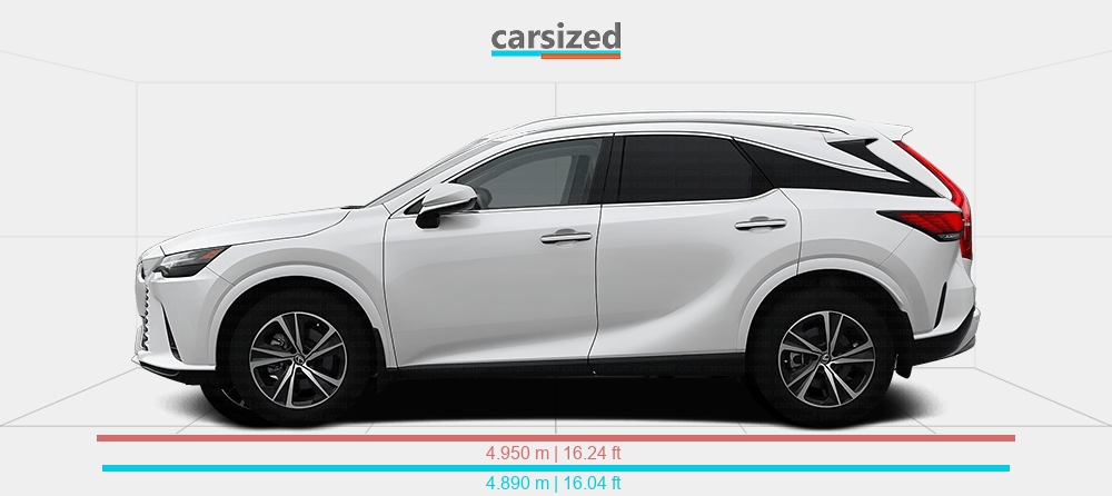 Dimensions: Lexus RX 2022-present vs. Volvo XC90 2014-2019