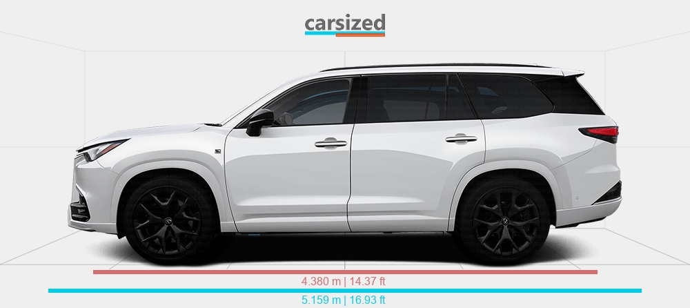 Dimensions: Lexus TX 2023-present vs. Geely Coolray 2022-present